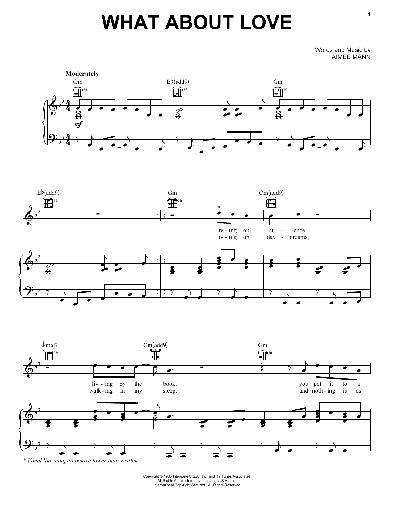 Til Tuesday What About Love Sheet Music And Pdf Chords Piano Vocal And Guitar Pop Music Notes