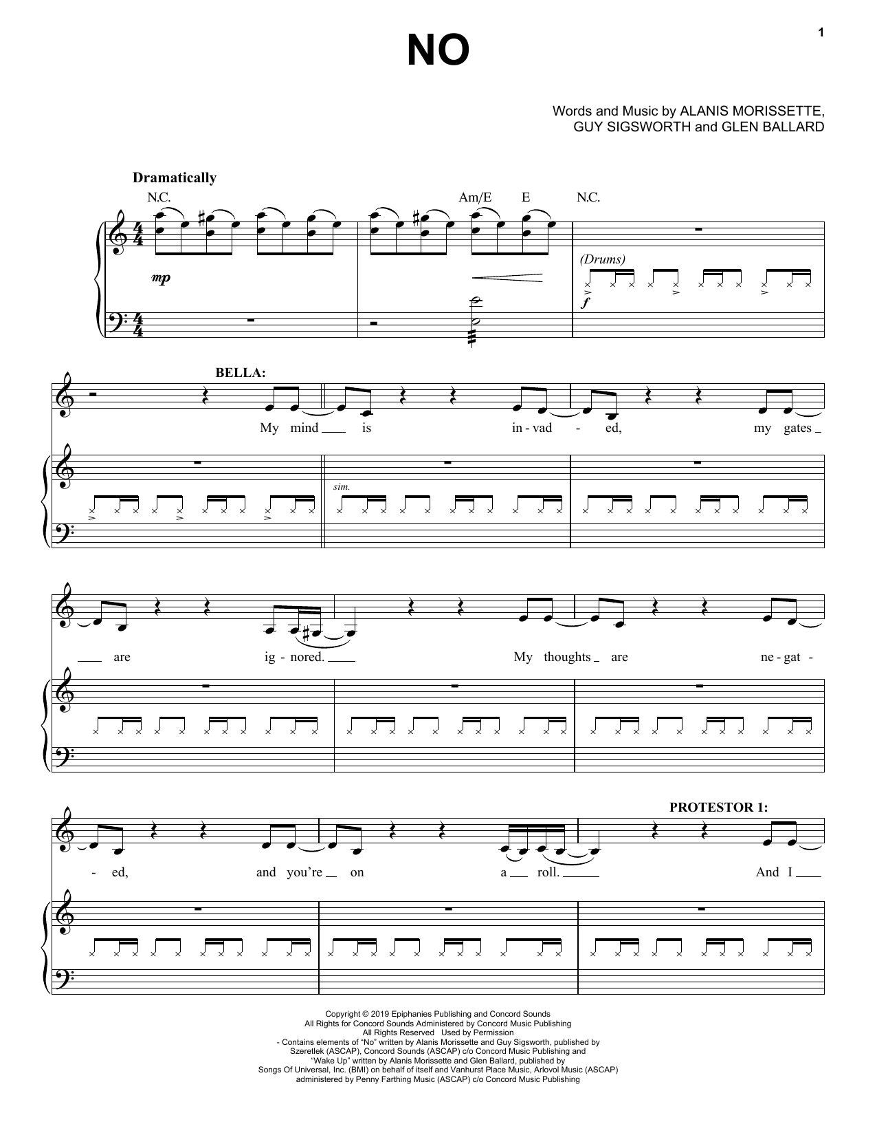 Alanis Morissette 'No (from Jagged Little Pill The Musical)' Sheet ...