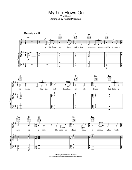 Aled Jones "My Life Flows On" Sheet Music for Piano, Vocal & Guitar ...
