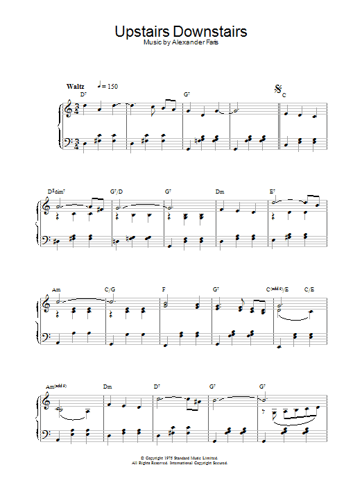 Alexander Faris 'Upstairs Downstairs' Sheet Music, Chords & Lyrics ...