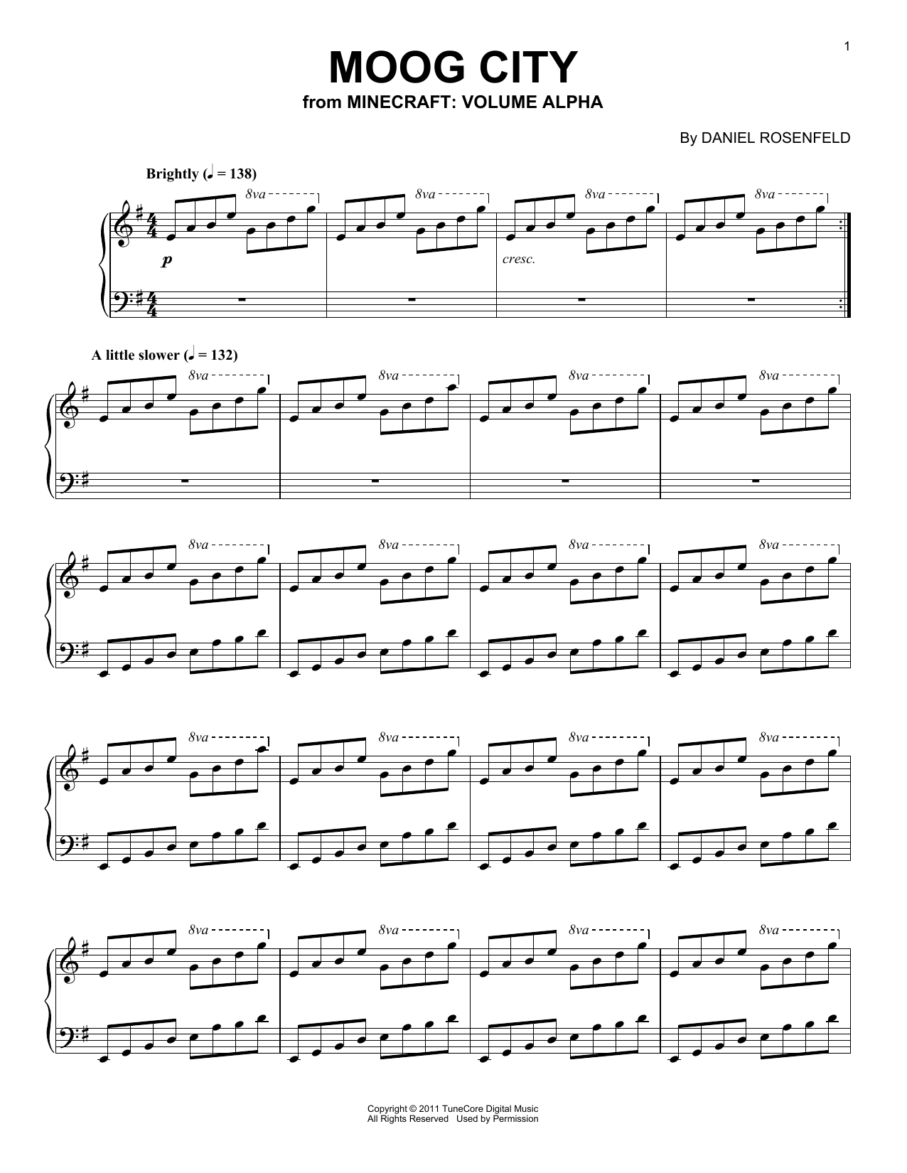 Download C418 "Moog City" Sheet Music for Piano Solo | Chords/Lyrics ...