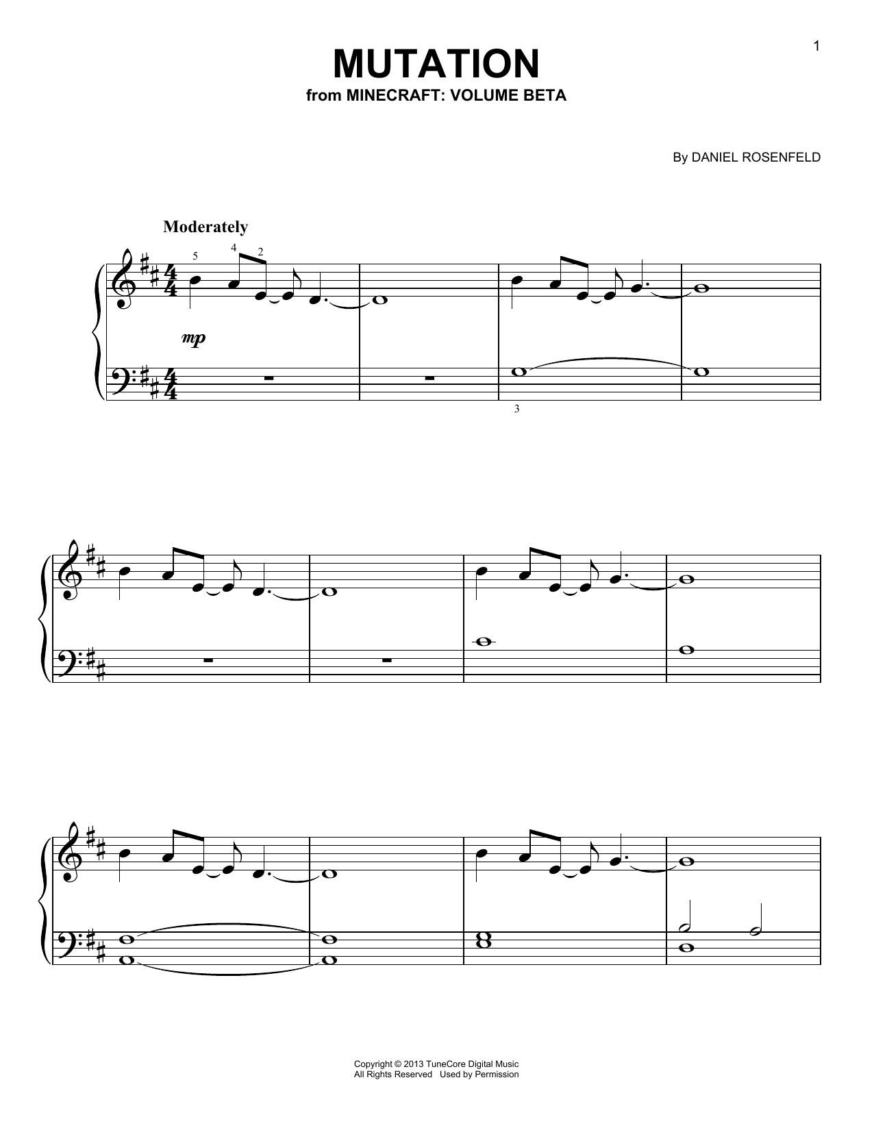 C418 "Mutation (from Minecraft)" Sheet Music | Download Printable PDF ...