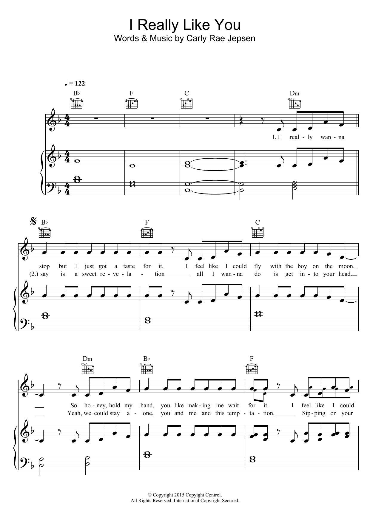 I Really Like You Sheet Music by Carly Rae Jepsen | Piano, Vocal ...