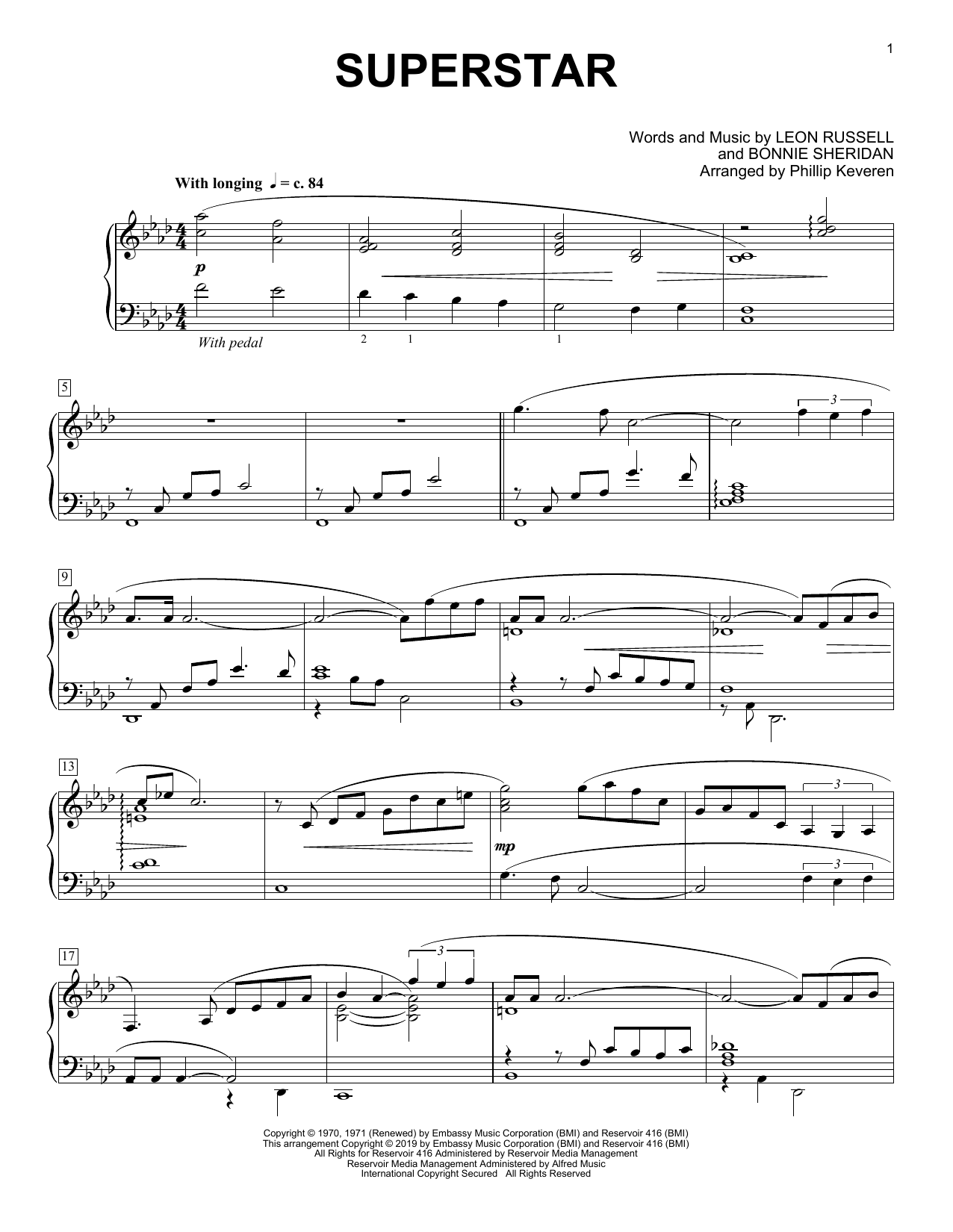 Carpenters "Superstar" Sheet Music for Piano Solo | Download PDF - 424307