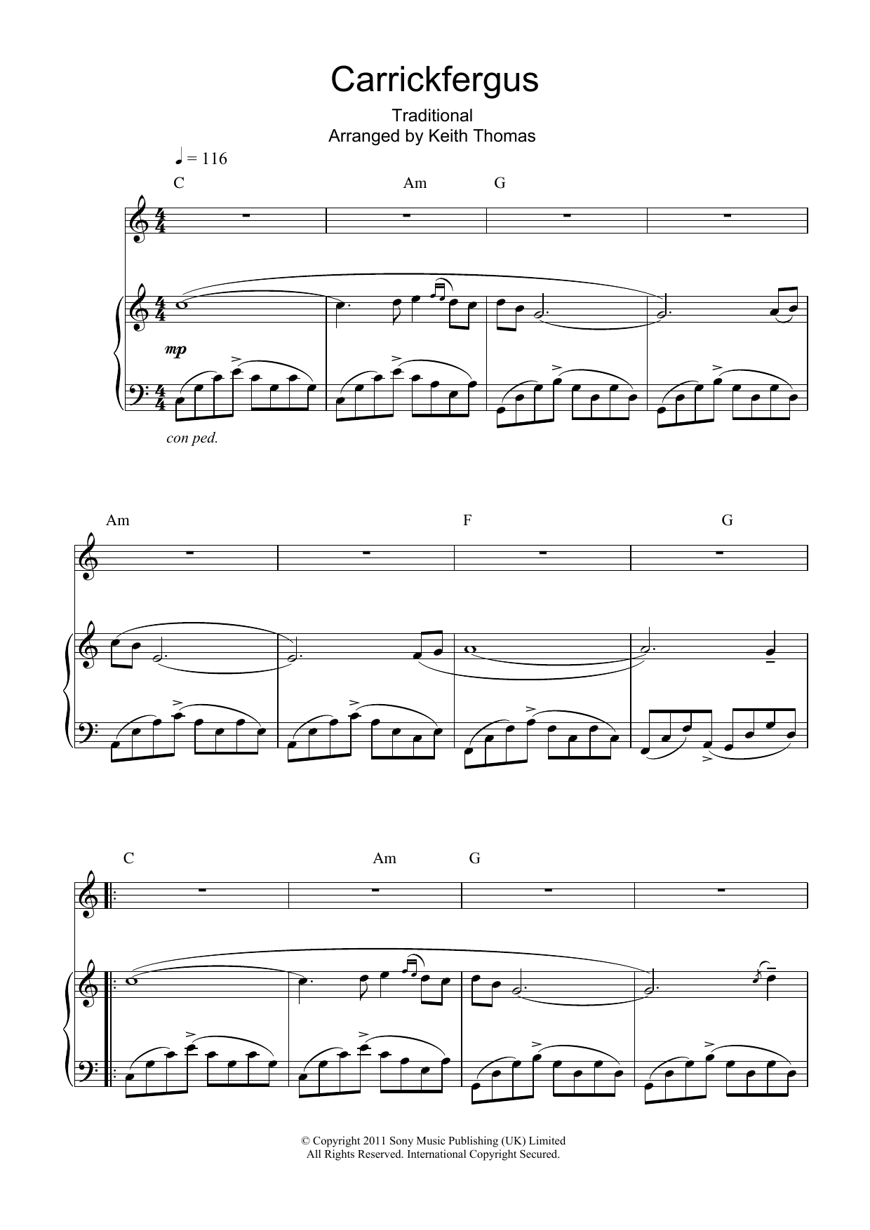 Download Charlotte Church "Carrickfergus" Sheet Music & PDF Chords ...