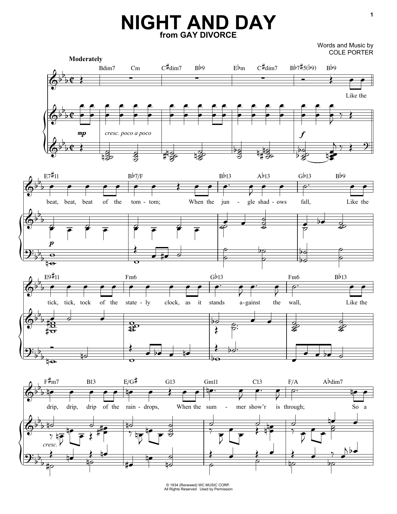 Cole Porter "Night And Day [Jazz version]" Sheet Music for Piano ...