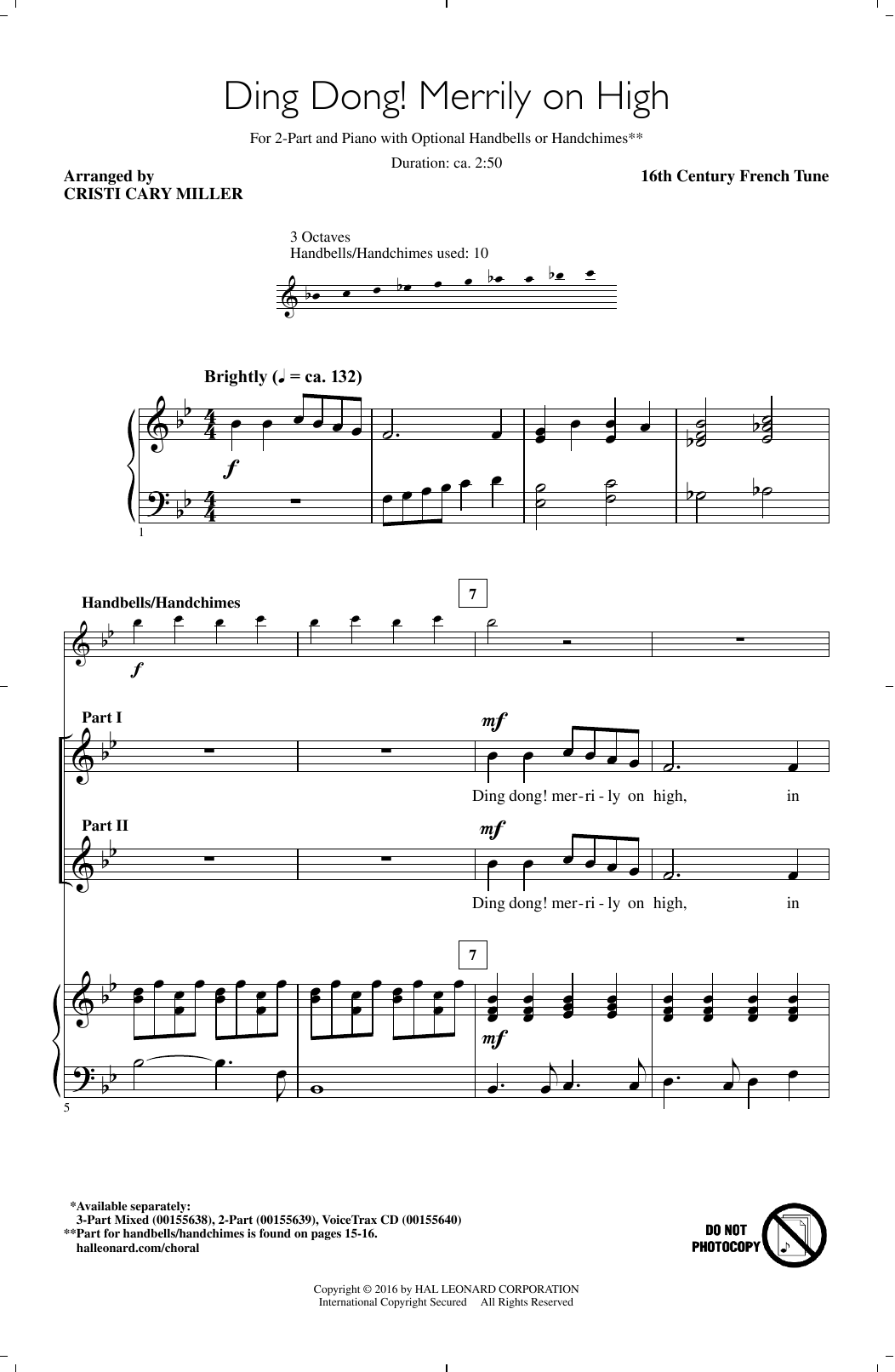 Christmas Carol Ding Dong Merrily On High Arr Cristi Cary Miller