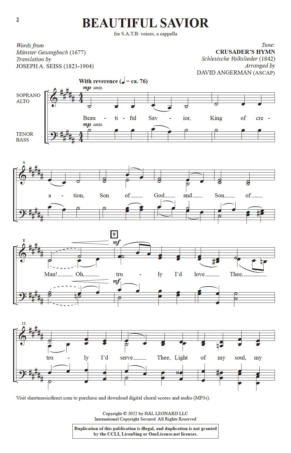 David Angerman Beautiful Savior Sheet Music And Chords Printable Satb