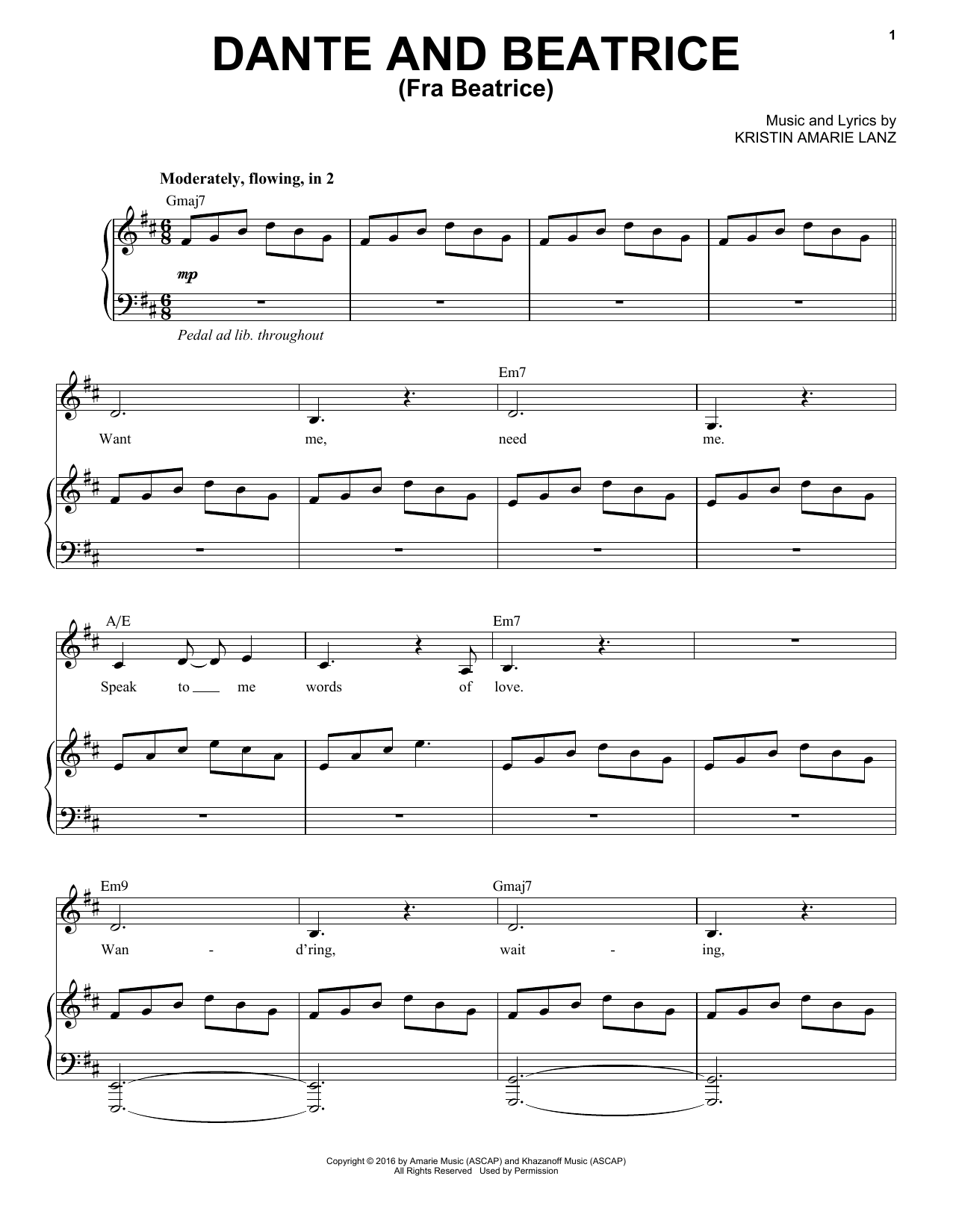 David Lanz & Kristin Amarie "Beatrice and Dante" Sheet Music & Chords ...