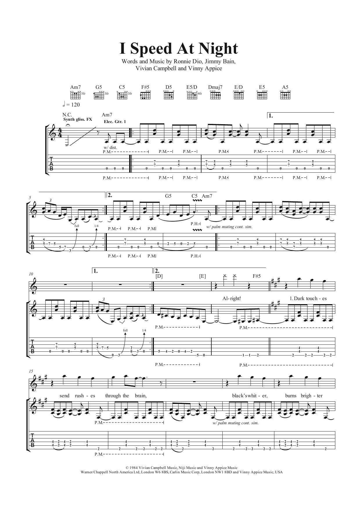 Into The Night Guitar Chords