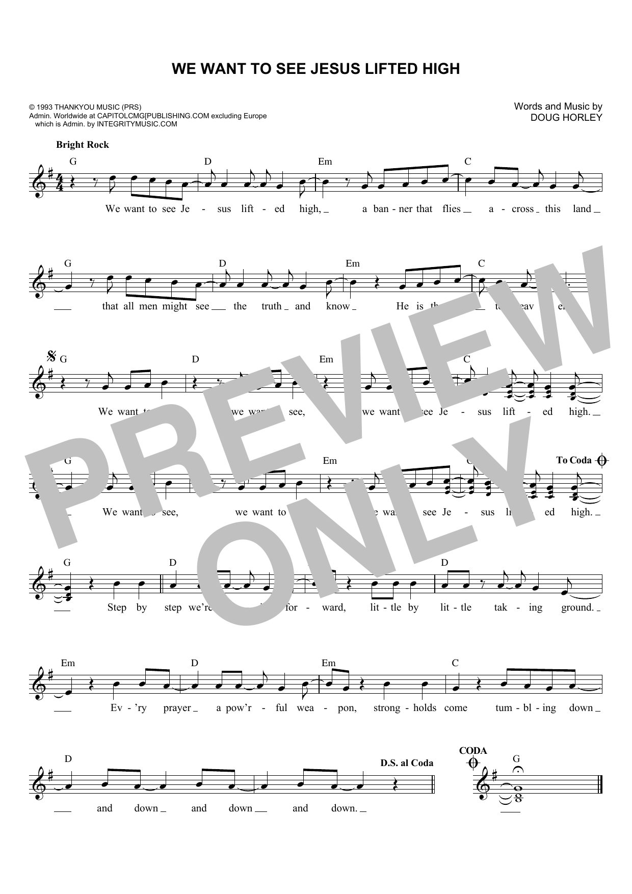 Doug Horley "We Want To See Jesus Lifted High" Sheet Music for Lead ...