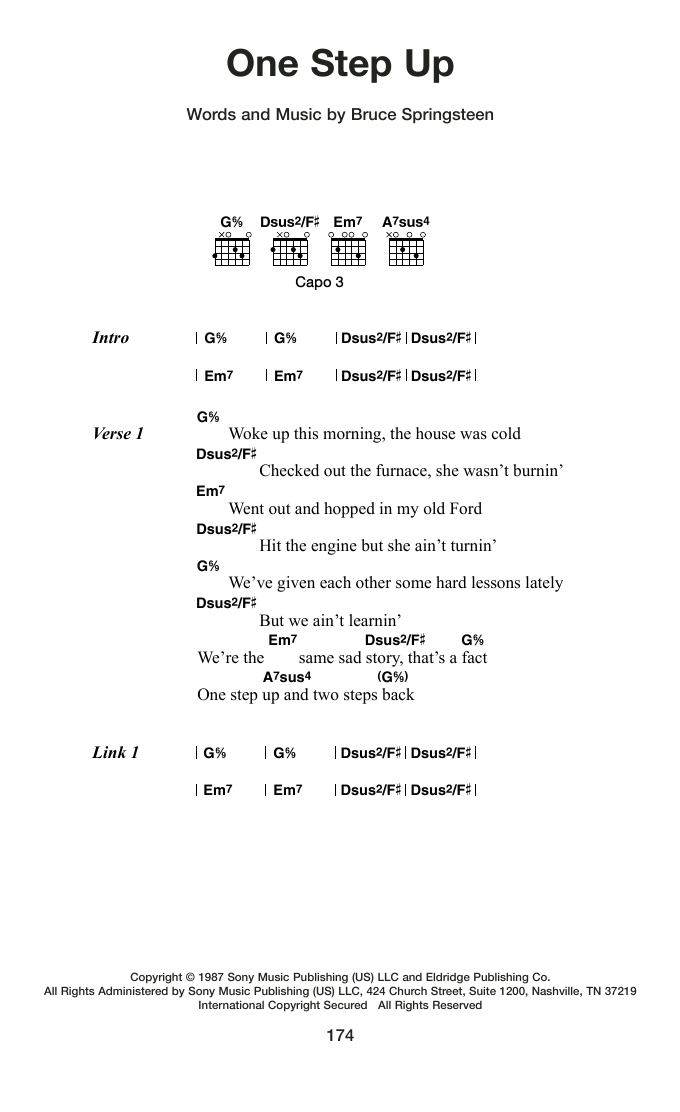 Download One Step Up Sheet Music PDF - Bruce Springsteen | Guitar ...