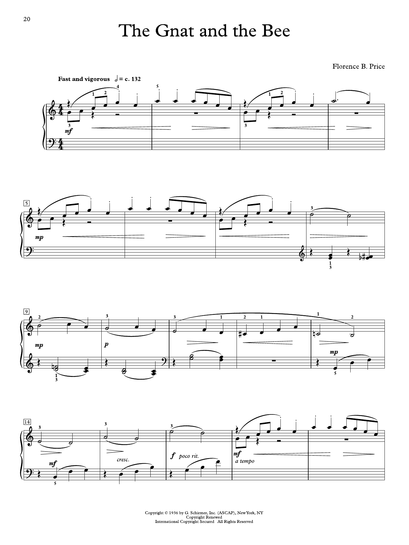 Download The Gnat And The Bee Sheet Music PDF - Florence Price ...