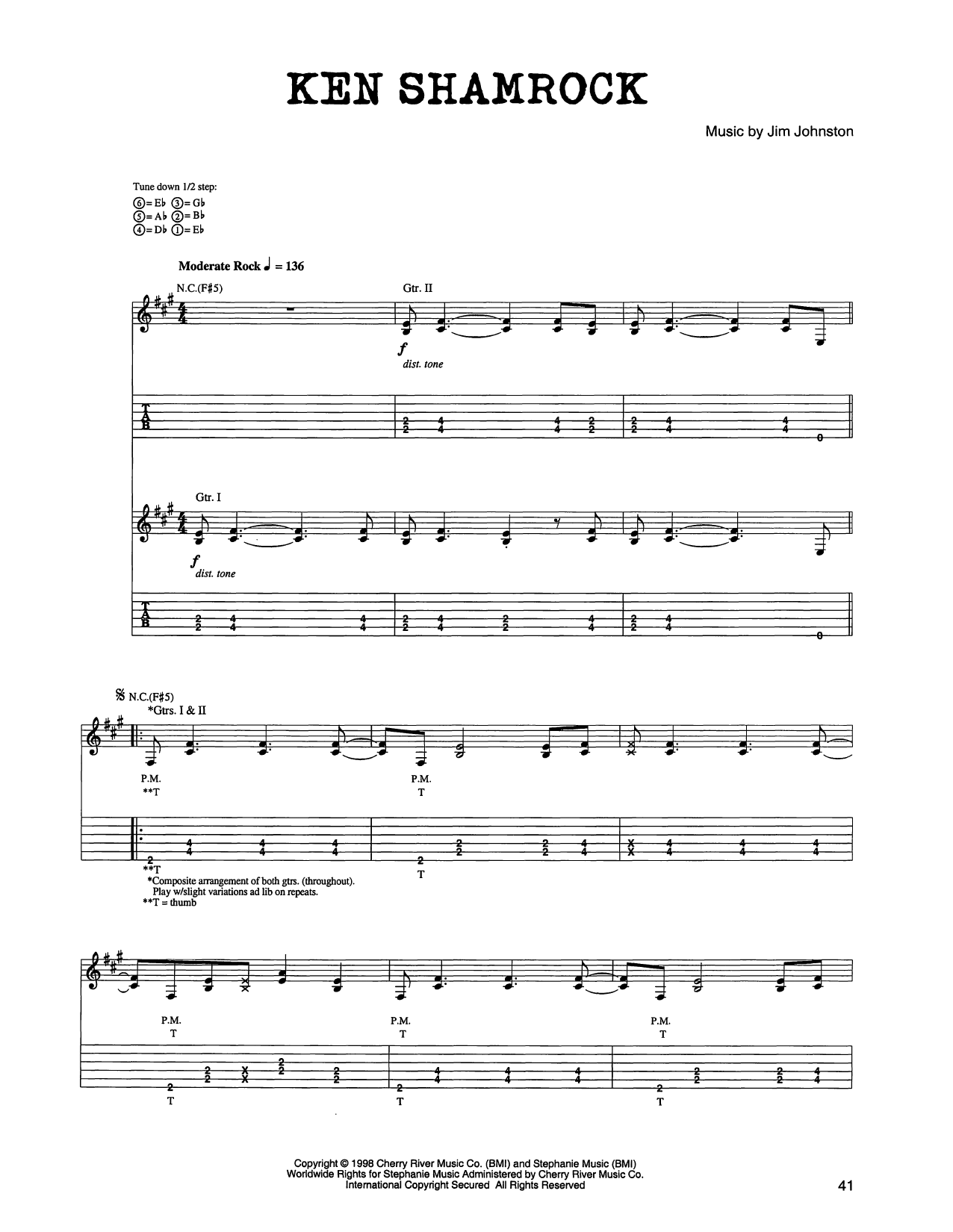 Download Ken Shamrock Sheet Music PDF - Jim Johnston | Guitar Tab - 1932509