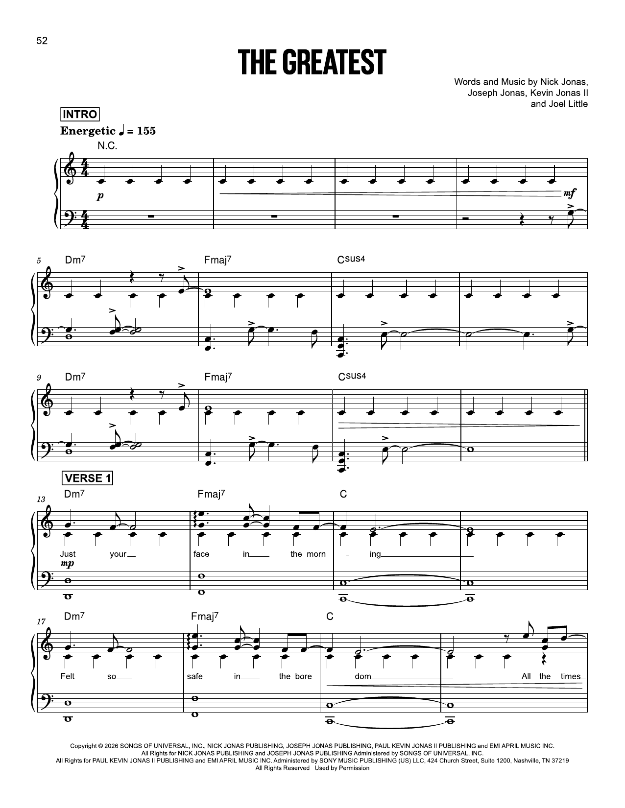 Download The Greatest Sheet Music PDF - Nick Jonas | Piano & Lyrics ...