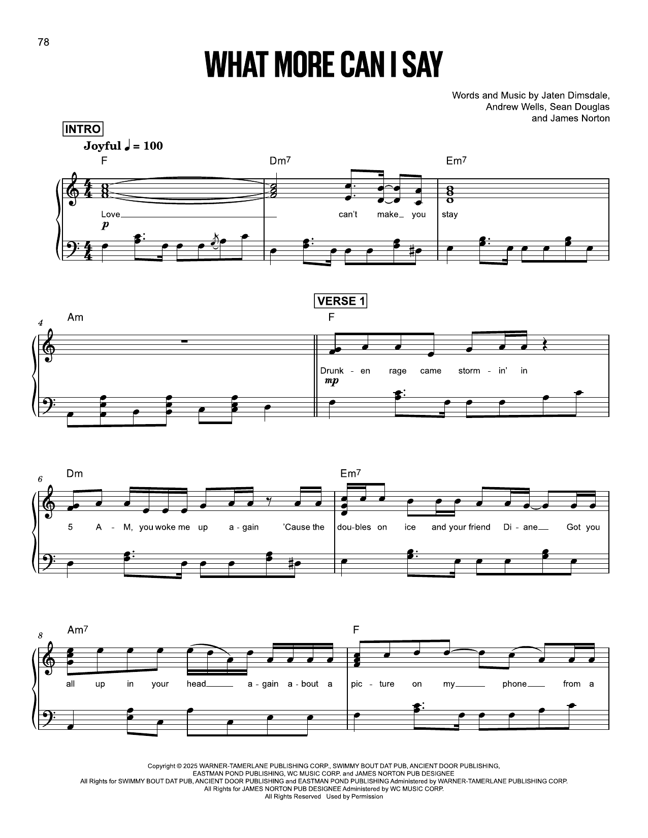Download What More Can I Say Sheet Music PDF - Teddy Swim | Piano ...