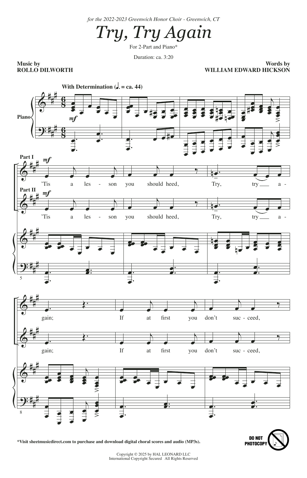 Download Try, Try Again Sheet Music PDF - William Edward Hickson | 2 ...