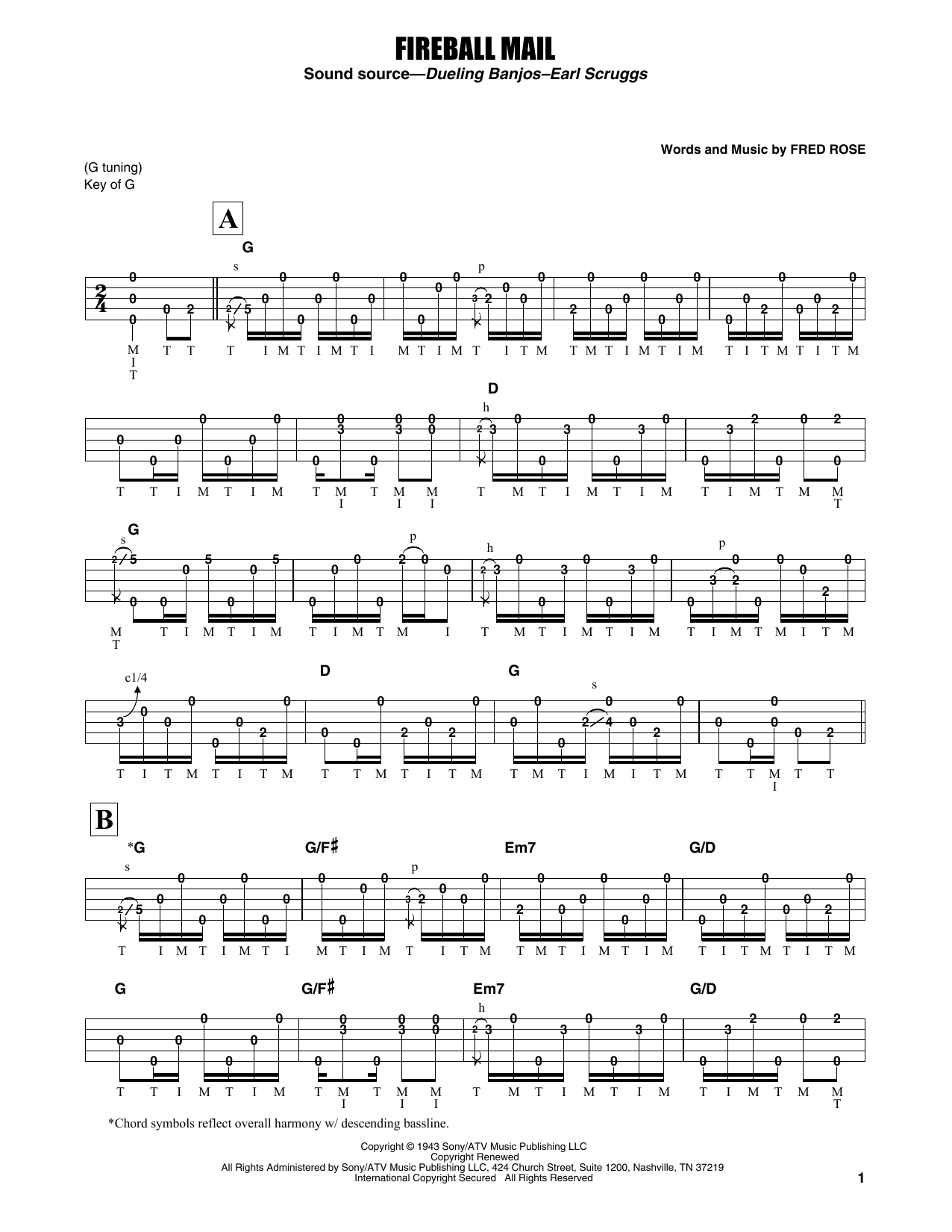 Earl Scruggs 'Fireball Mail' Sheet Music, Chords & Lyrics | Download ...
