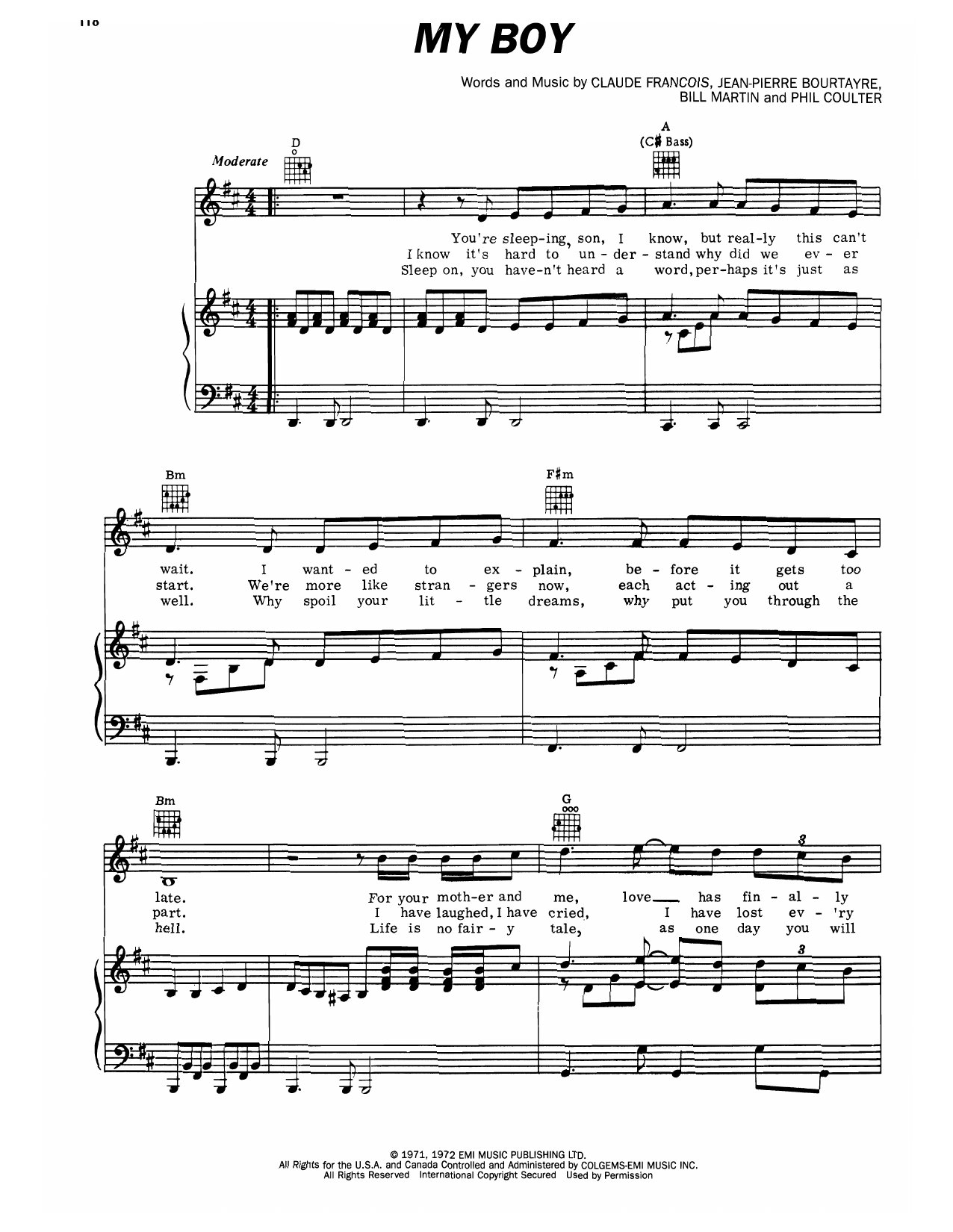 My Boy Sheet Music by Elvis Presley | Guitar Chords/Lyrics | Download 2 ...