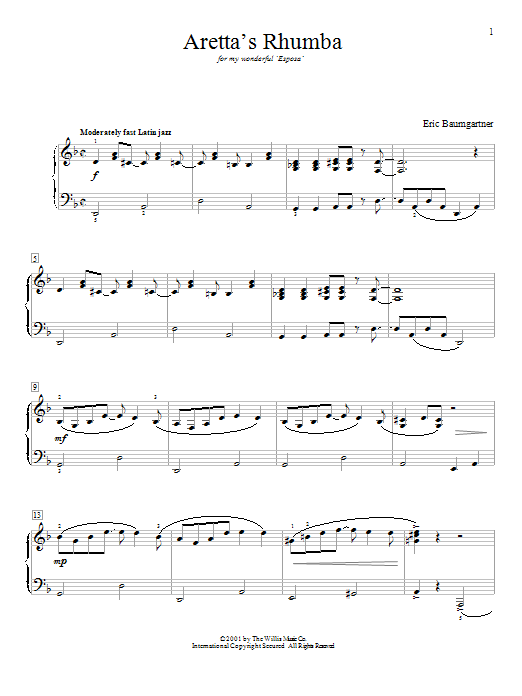 Eric Baumgartner "Aretta's Rhumba" Sheet Music for Educational Piano ...