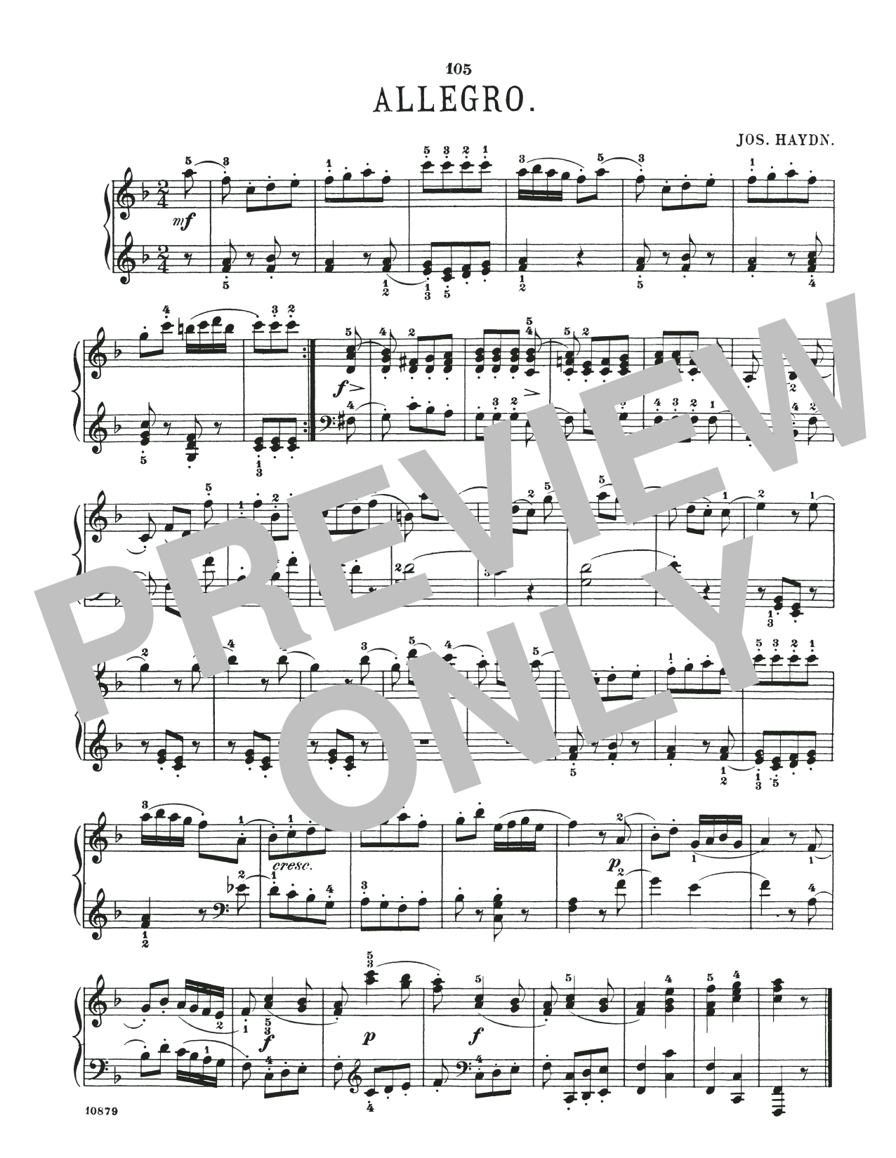 Download Franz Joseph Haydn "Allegro In F Major" Sheet Music & PDF ...