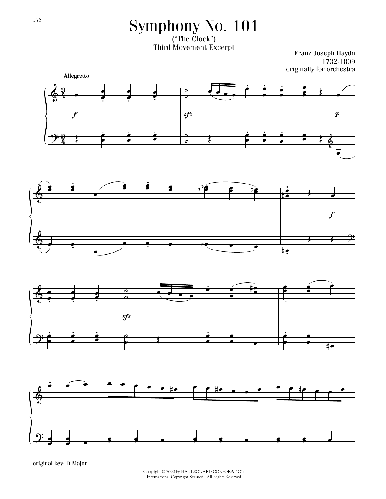 Franz Joseph Haydn 'Symphony No. 101 ("The Clock"), Third Movement ...