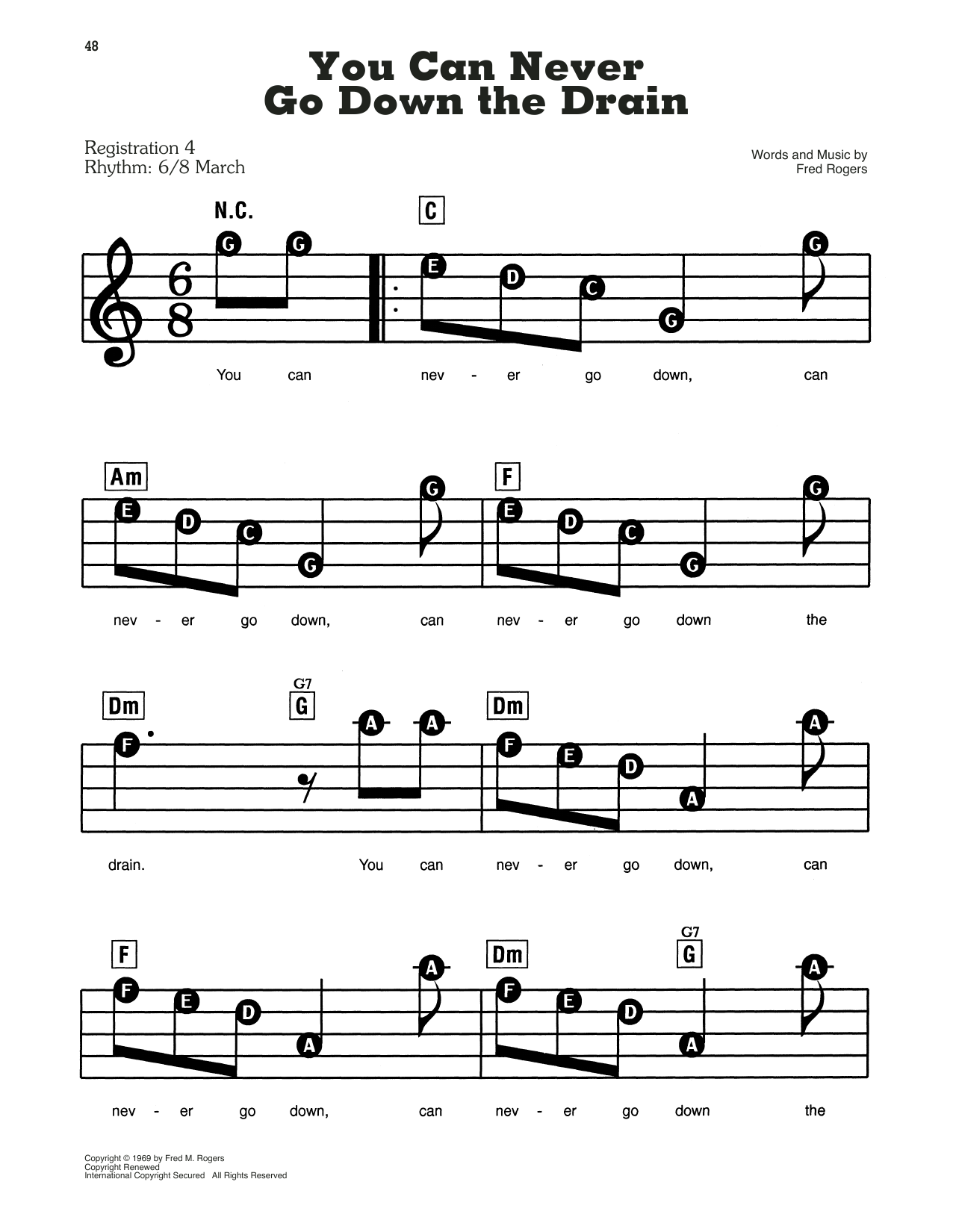 Fred Rogers "You Can Never Go Down The Drain" Sheet Music for Ukulele ...