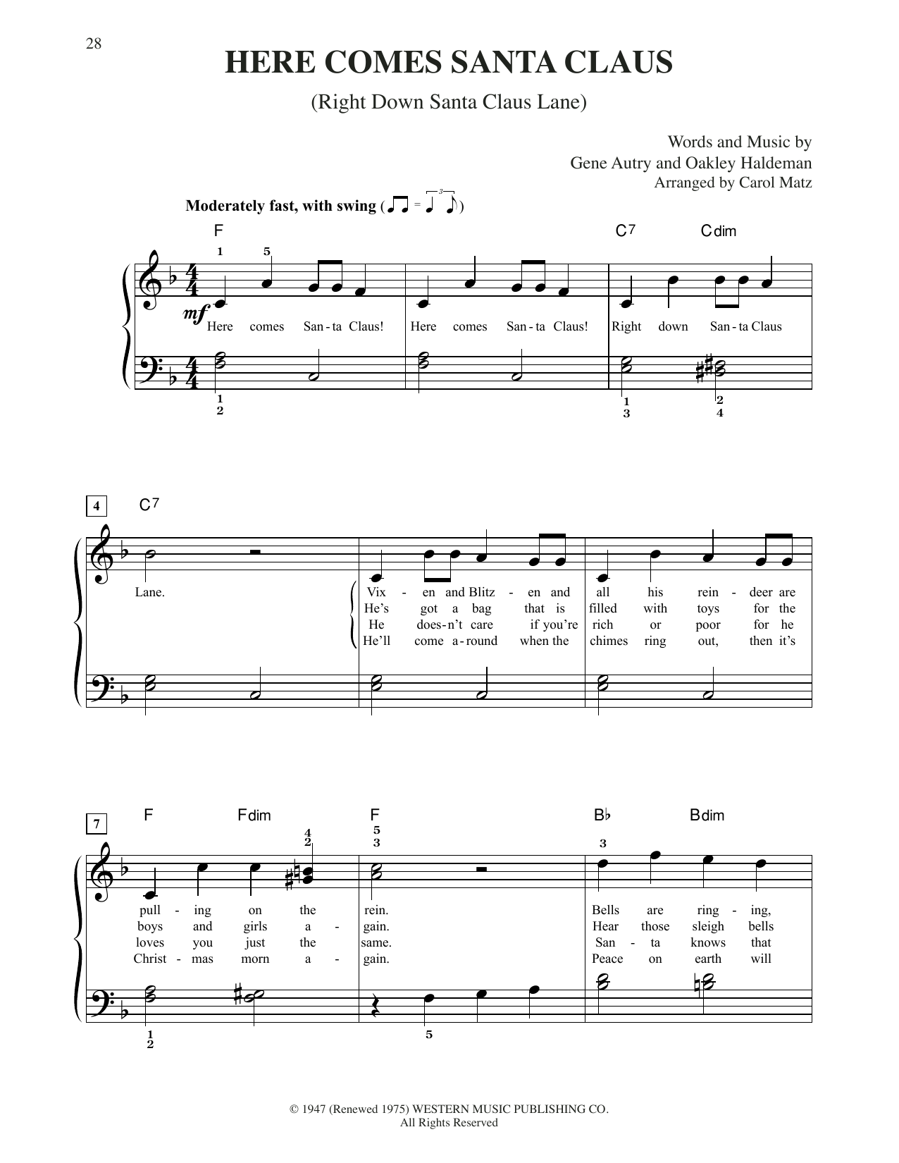 Gene Autry "Here Comes Santa Claus (Right Down Santa Claus Lane) (arr ...