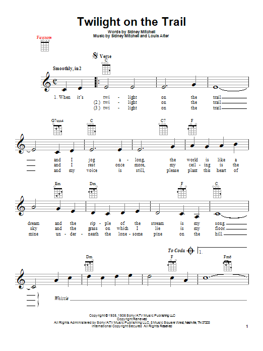 Gene Autry "Twilight On The Trail" Sheet Music PDF Notes, Chords ...