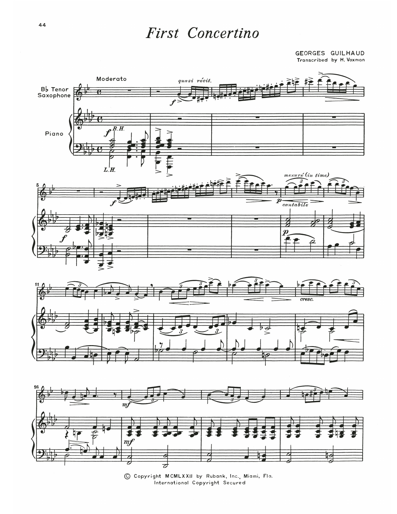 Georges Guilhaud "First Concertino" Sheet Music | Download Printable ...
