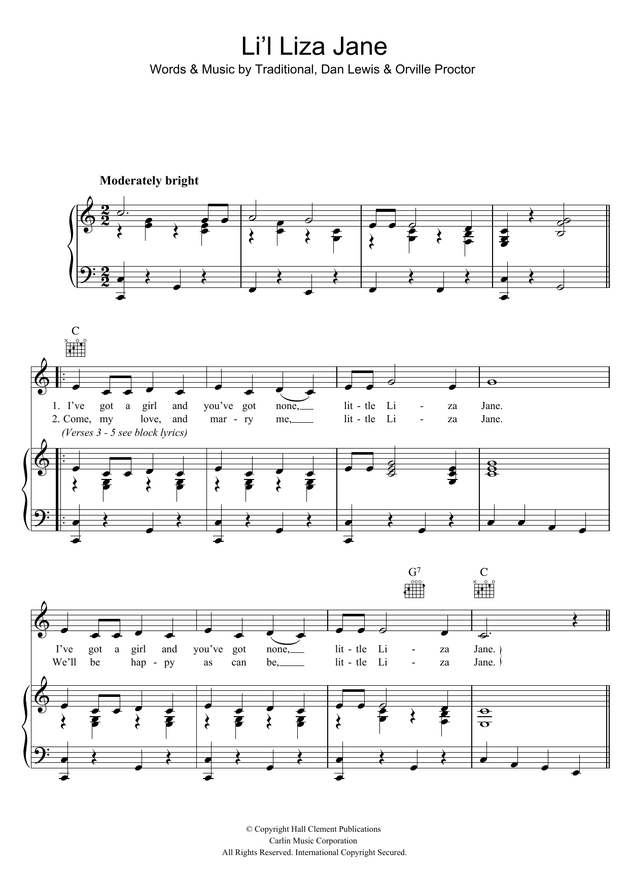 Hank Thompson 'Li'l Liza Jane' Sheet Music & Chords | Printable Piano ...