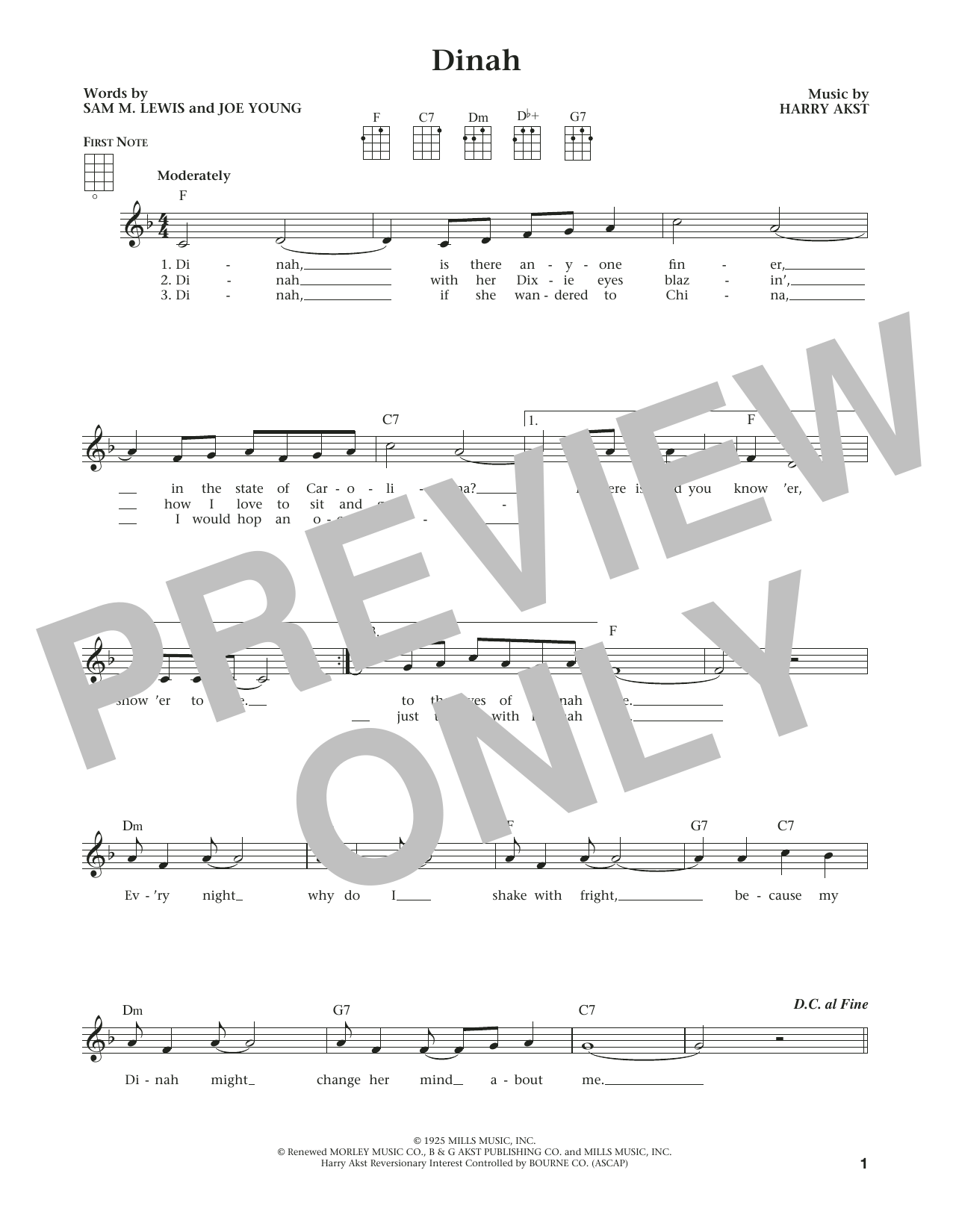 Harry Akst Dinah From The Daily Ukulele Arr Liz And Jim Beloff