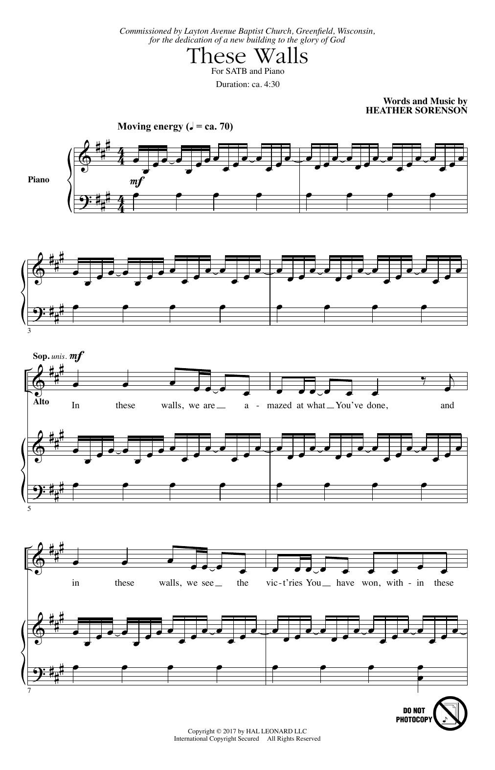 Heather Sorenson "These Walls" Sheet Music & Chords for SATB Choir ...