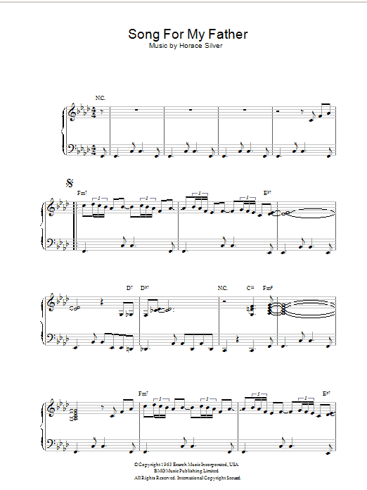 Horace Silver 'Song For My Father' Sheet Music, Chords & Lyrics ... Horace Silver 'Song For My Father' Sheet Music, Chords & Lyrics ...