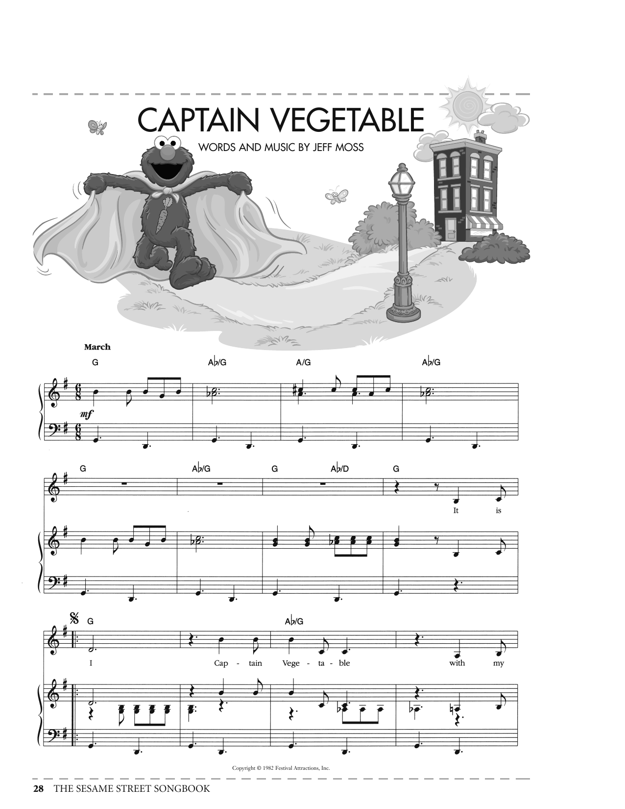 Jeff Moss "Captain Vegetable" Sheet Music for Piano, Vocal & Guitar ...
