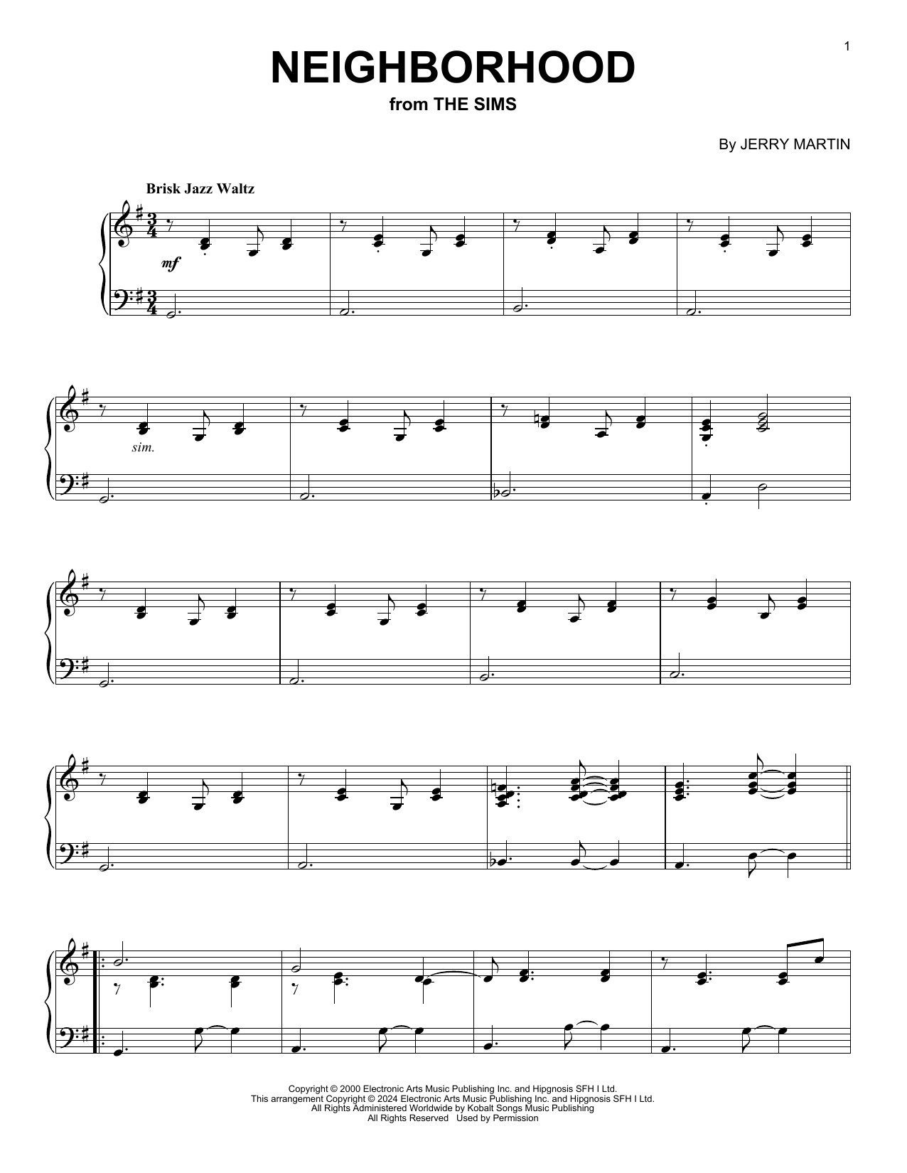 Jerry Martin "Neighborhood" Sheet Music for Piano Solo | Download PDF ...