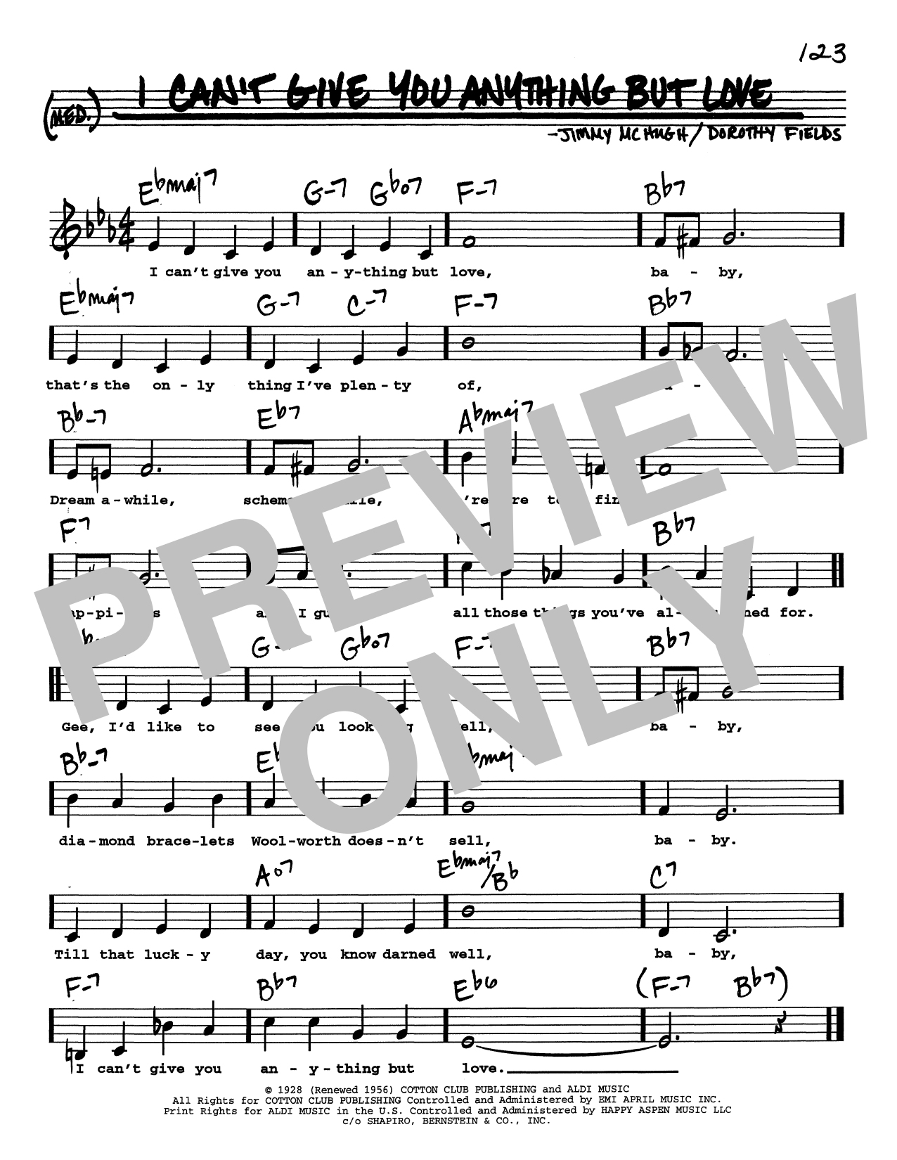 Jimmy Mchugh I Cant Give You Anything But Love Low Voice Sheet