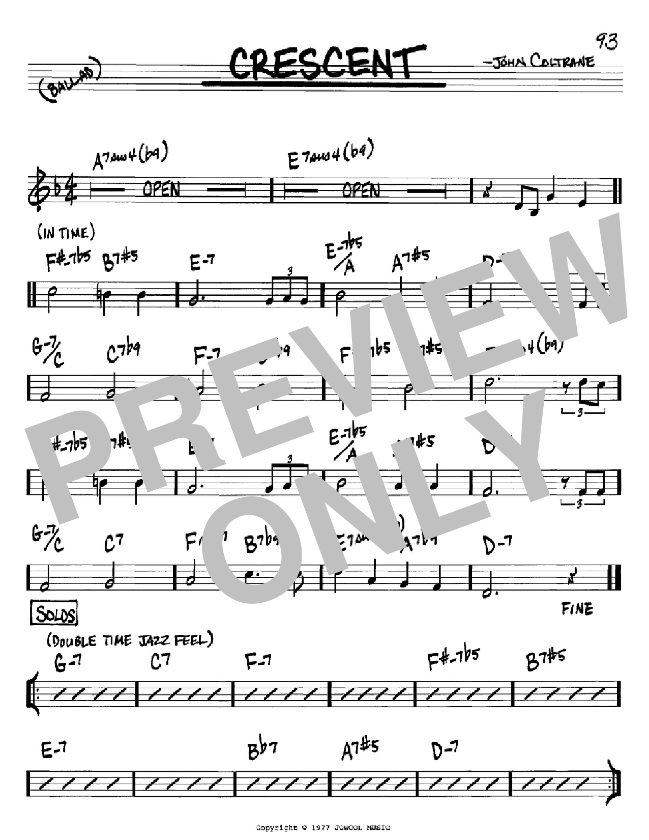 John Coltrane "Crescent" Sheet Music & PDF Chords | 1-Page Real Book ...