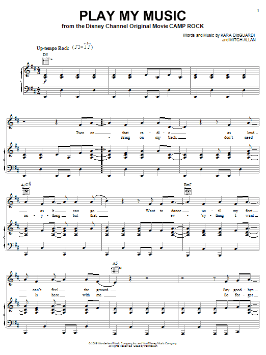 Jonas Brothers Play My Music Sheet Music PDF Notes Chords Children 
