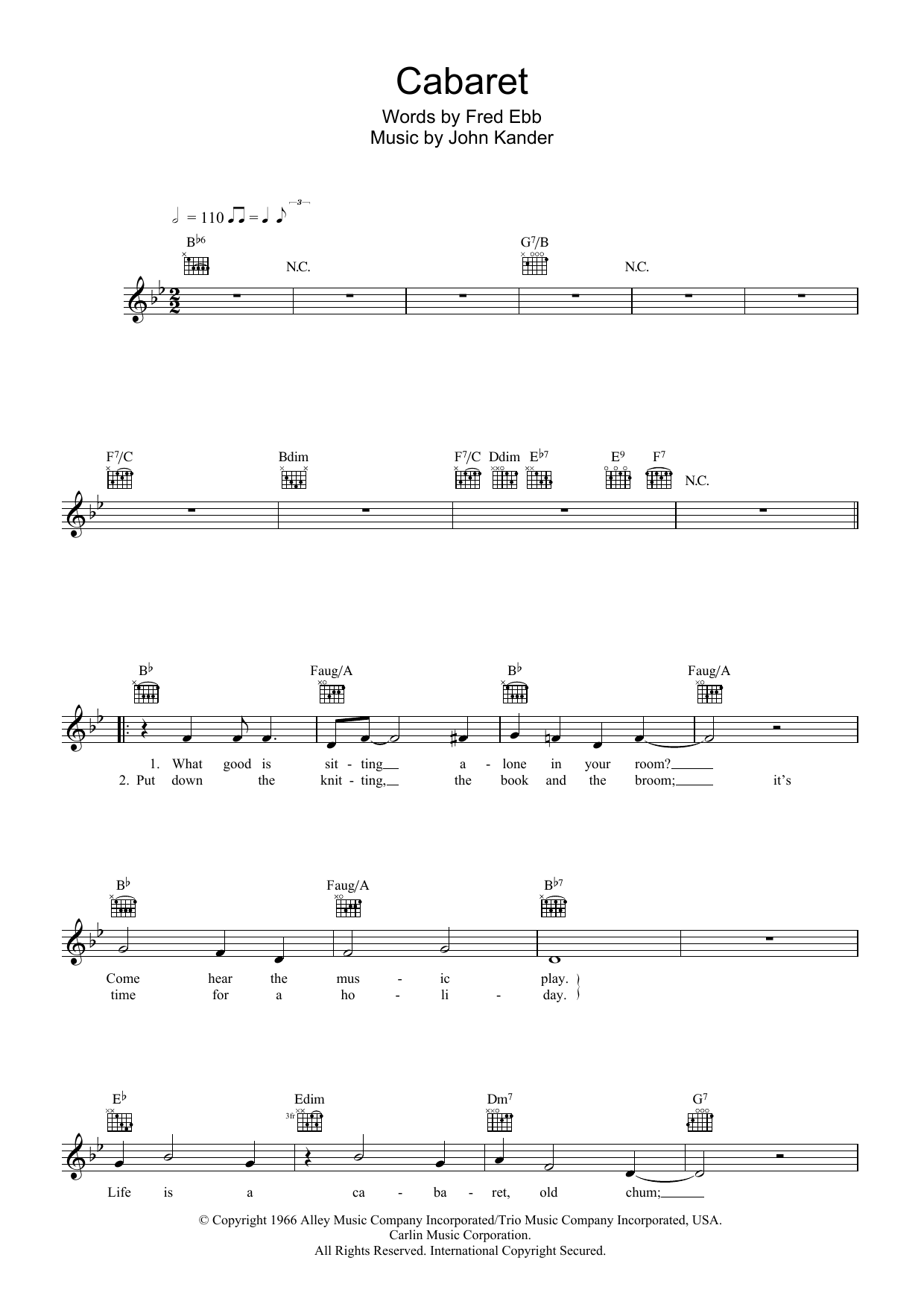Download Liza Minnelli "Cabaret" Sheet Music & PDF Chords | 2-Page ...