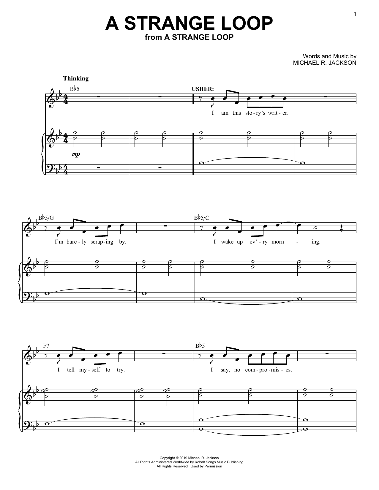 Michael R. Jackson "A Strange Loop" Sheet Music & Chords for Piano ...