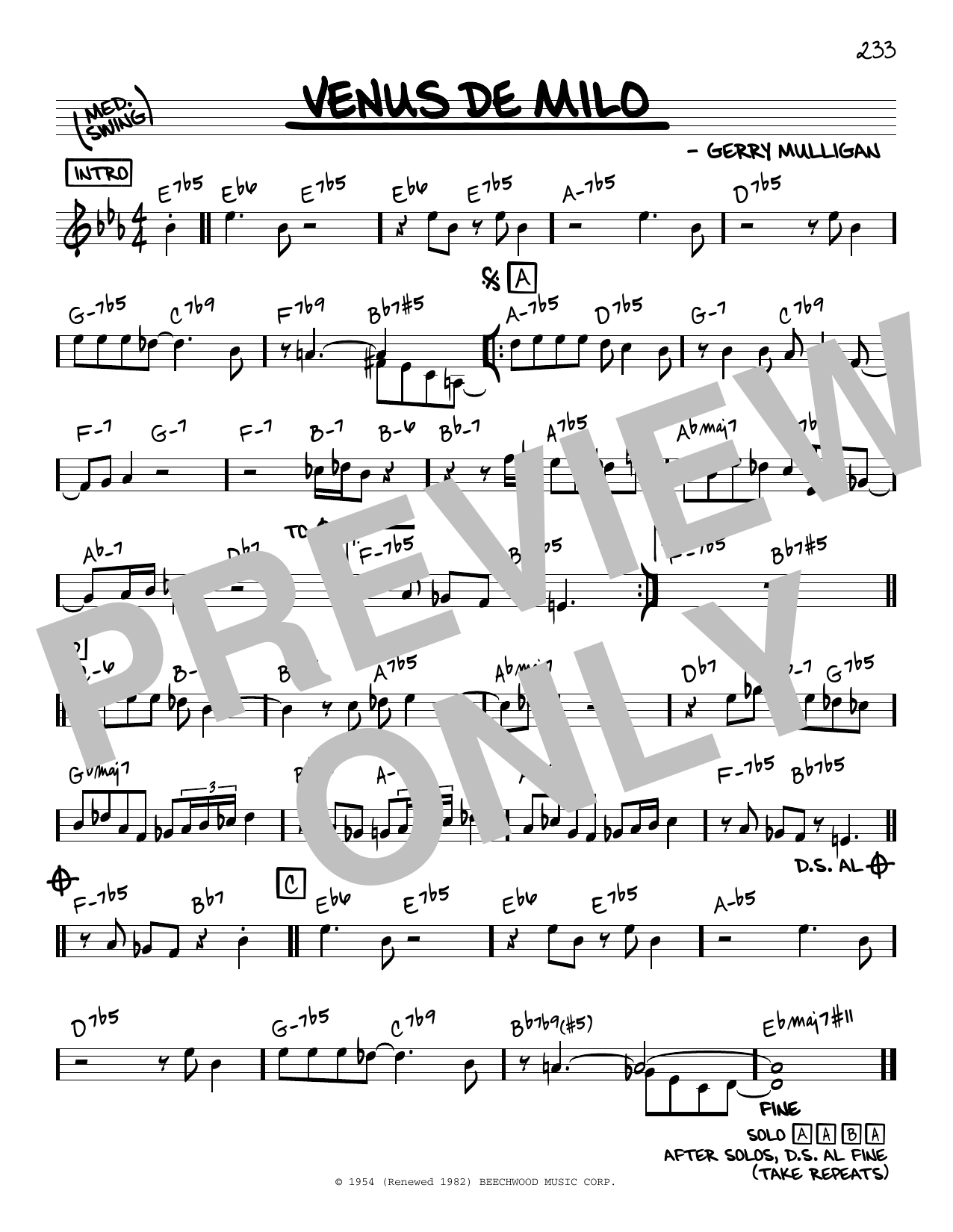 Miles Davis 'Venus De Milo' Sheet Music & Chords | Printable Real Book ...