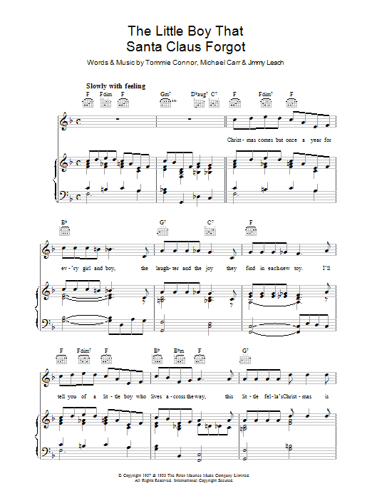 Nat King Cole "The Little Boy That Santa Claus Forgot" Sheet Music ...
