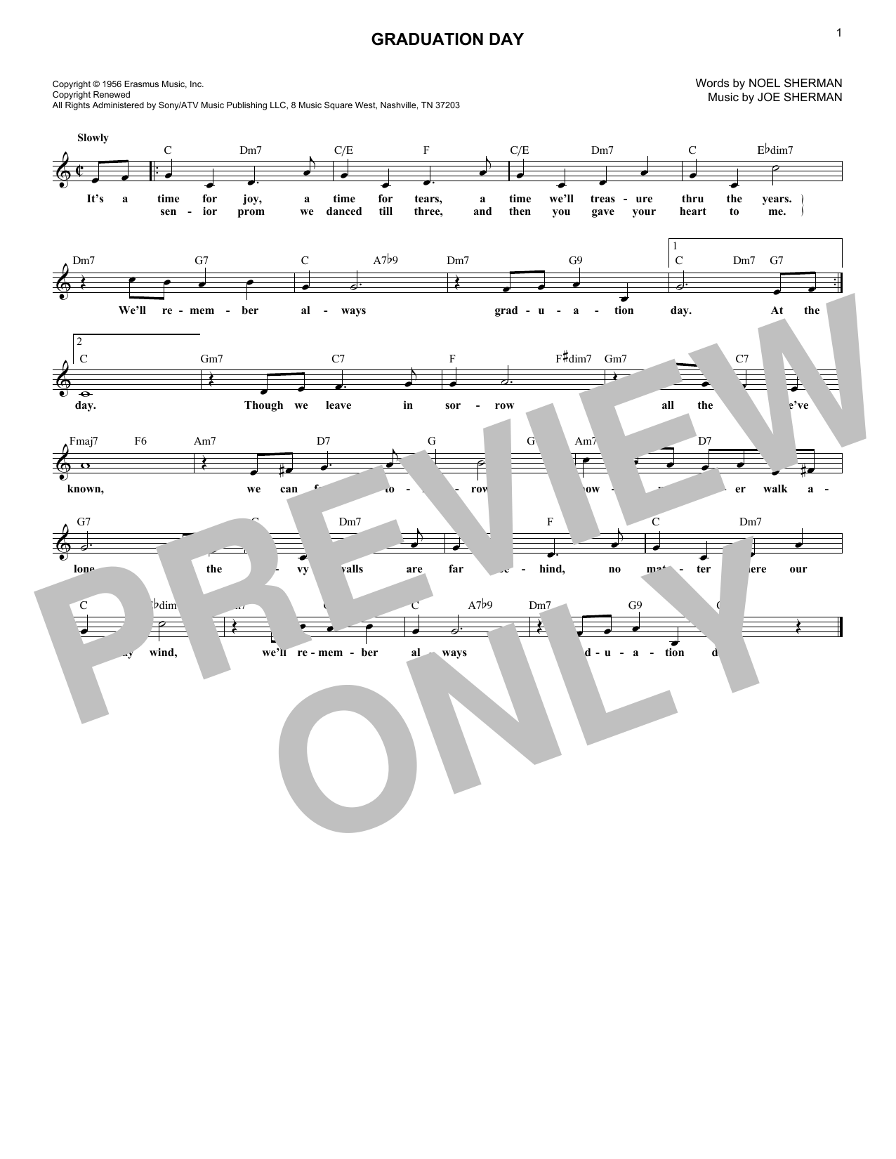 Noel Sherman "Graduation Day" Sheet Music & Chords for Lead Sheet ...
