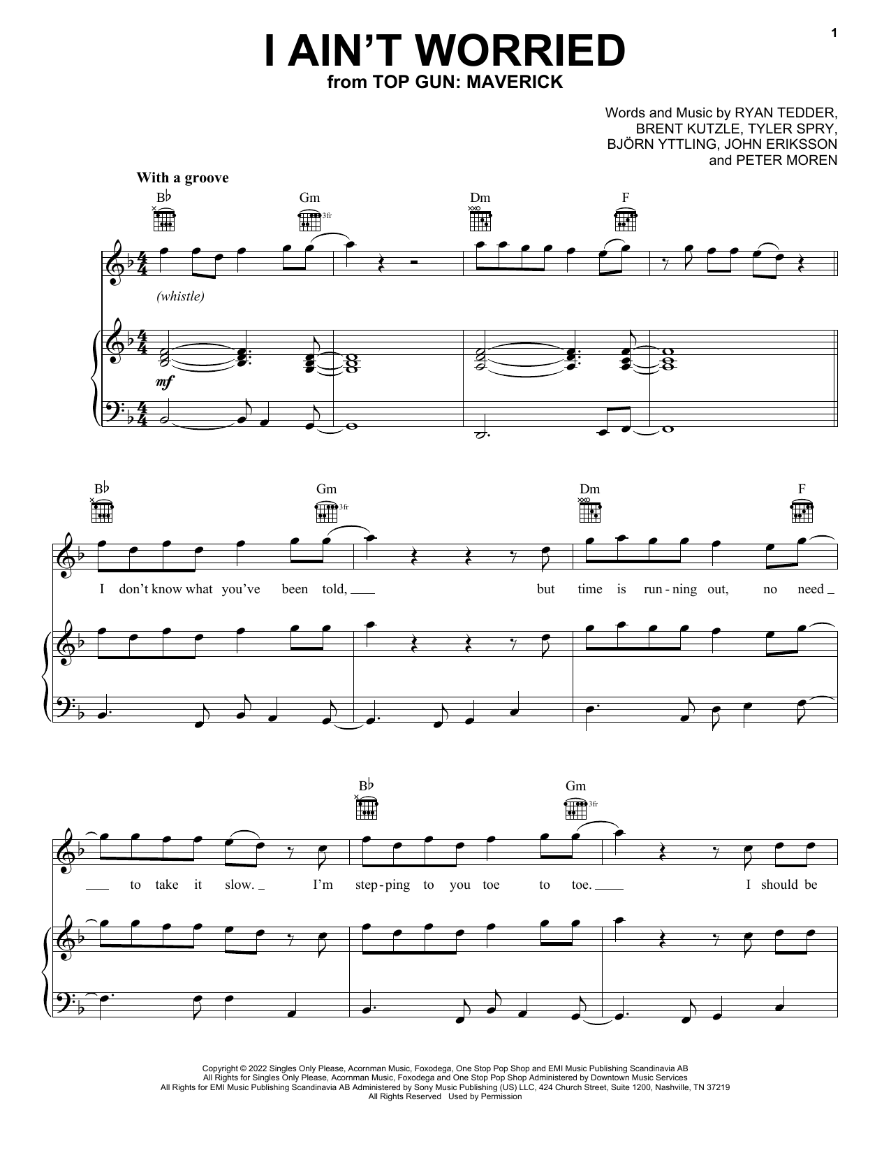 I Ain't Worried (from Top Gun: Maverick) Sheet Music by OneRepublic ... I Ain't Worried (from Top Gun: Maverick) Sheet Music by OneRepublic ...