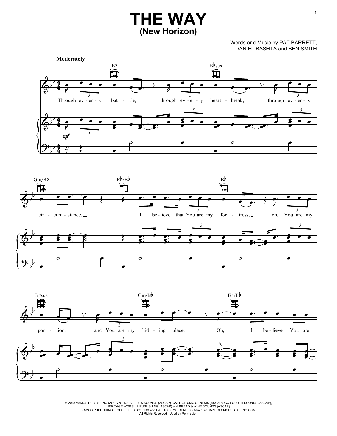 Pat Barrett "The Way" Sheet Music for Piano, Vocal & Guitar | Download ...