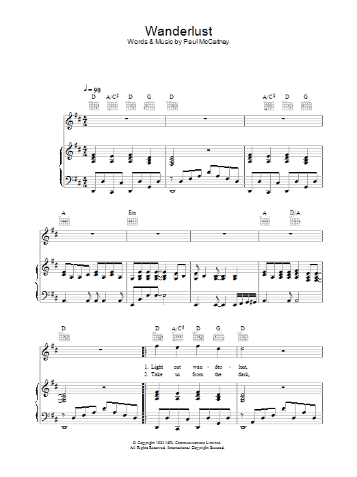 Wanderlust Sheet Music By Paul Mccartney Easy Piano Download 4 Page