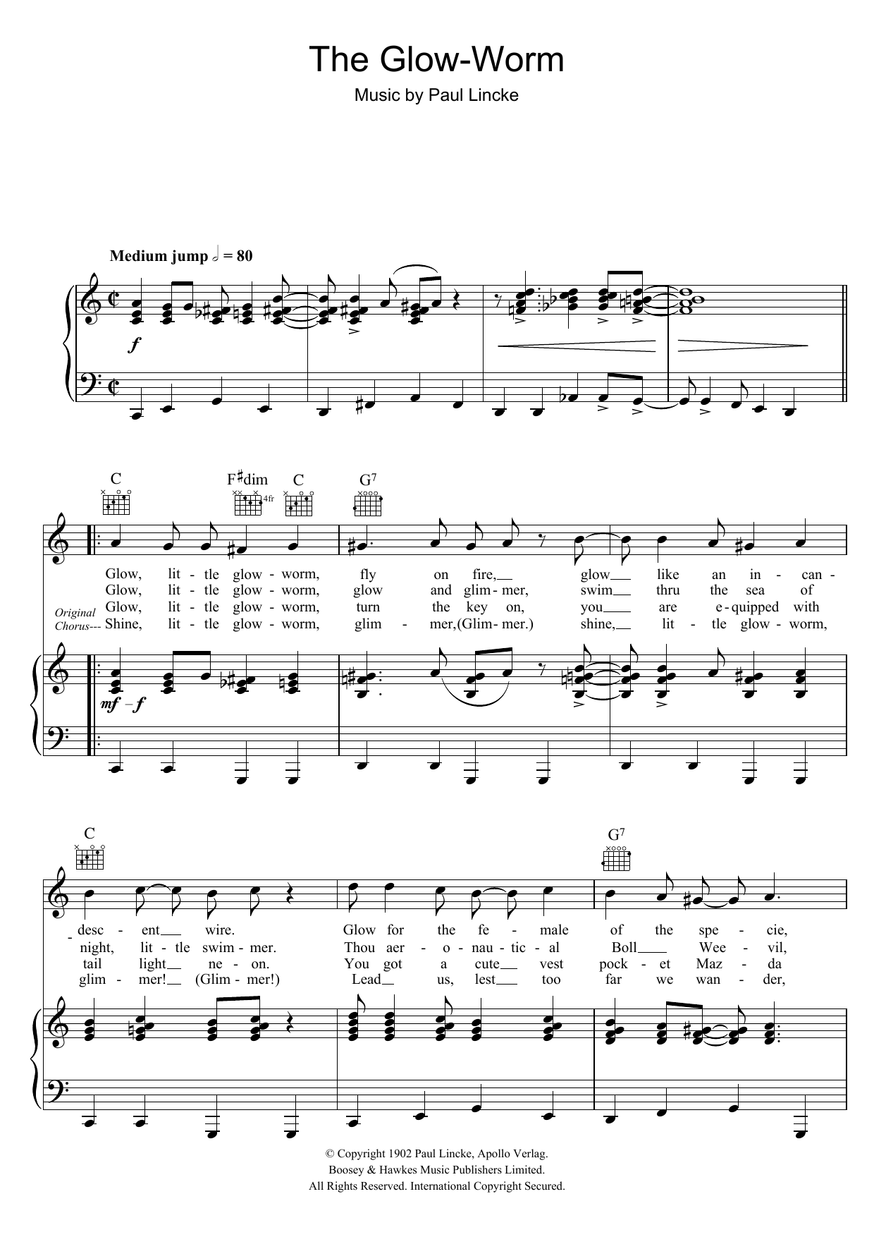Paul Lincke "The Glow-Worm" Sheet Music PDF Notes, Chords | Standards ...