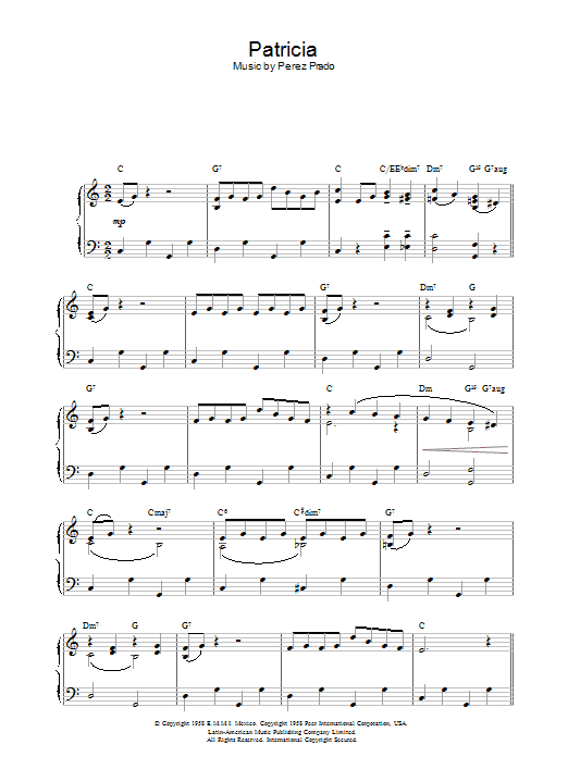 Patricia Sheet Music by Perez Prado | Flute Solo | Download 2-Page ...