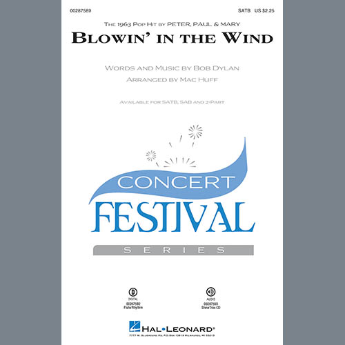 Peter, Paul & Mary "Blowin' In The Wind (arr. Mac Huff)" Sheet Music ...
